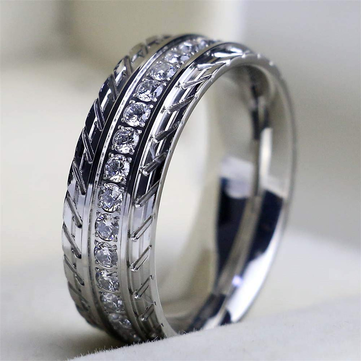 Two Rings His Hers Wedding Ring Sets Couples Matching Rings Women's 2pc White Gold Filled Square CZ Wedding Engagement Ring Bridal Sets & Men's Titanium Wedding Band