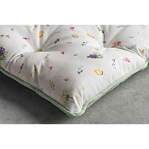 Maison d' Hermine Chairpads 100% Cotton Set of 2 Polyester Filling Cushion/Pillow Decorative Chair Pads with Ties for Kitchen, Party, Home & Camping, Botanical Fresh, Placed - Spring/Summer (16"x16")