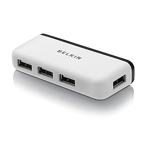 Belkin Travel 4-Port USB 2.0 Hub with Built-In Cable Management (White)