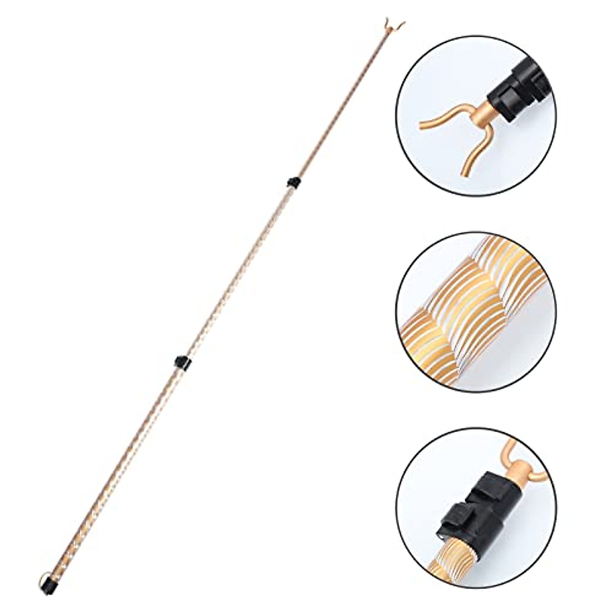 Alloy Clothesline Props Adjustable Clothes Rods Dressing Stick Clothes Drying Pole Outdoor Coat Hanger for Drying Hanging (Golden)