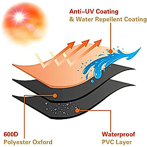 Vailge Fire Pit Cover,100% Waterproof Square Gas Firepit Table Cover,Outdoor Heavy Duty Lawn Patio Furniture Covers with Air Vent and Handle,36"L x 36"W x 20"H,Beige & Brown