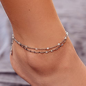 Pura Vida Anklet 9" Silver Opal Bead Combo Beaded Anklet - Ankle Bracelets for Women with Glass Beads - Silver Anklets for Women, Cute Anklets for Teen Girls, Boho Jewelry for Women - 1" Extender