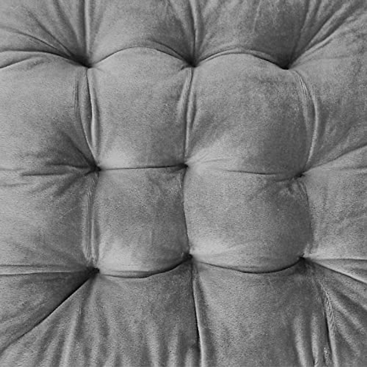 ELFJOY 4 Pack Chair Cushions for Dining Chairs Chair Pads Cushion for Kitchen Office Tufted Square Seat Cushion with Ties (16" Grey Velvet)