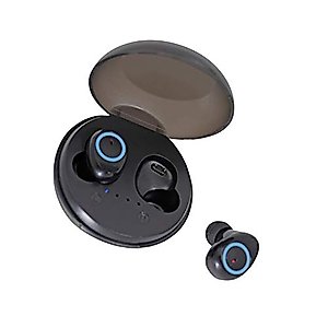 Wireless Gear Bluetooth 5.0 True Wireless Stereo Secure Fit Earbuds with Charging Case, Black/Blue (G0686)