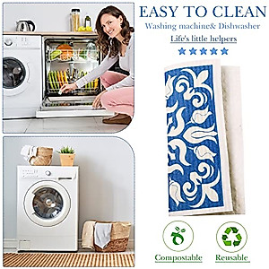 6 Pcs Swedish Kitchen Dish Cloths Kitchen Towels Reusable Sponge Cleaning Cloths Wipes Absorbent Dish Cloth Quick Drying Washable Decorative Tea Towels No Odor Bar Hand Towel (Blue Plaid)