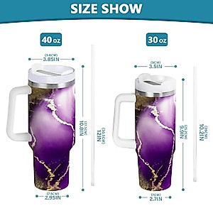 RPLIFE Abstract Purple Coffee Tumbler with Handle, Stainless Steel Coffee Mug, Insulated Coffee Mug with Lid, Coffee Tumbler for Women