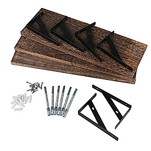 Kosiehouse Floating Shelves for Walls, Wall Mounted Rustic Shelf Hanging Wall Decorative Shelves Display Ledge Storage Rack, NOT Recommended for Plaster Wall Dry Wall, 2 Ways of Mounting, Set of 3