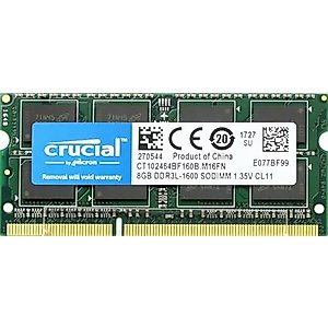 Crucial RAM 8GB DDR3 1600 MHz CL11 Laptop Memory CT102464BF160B