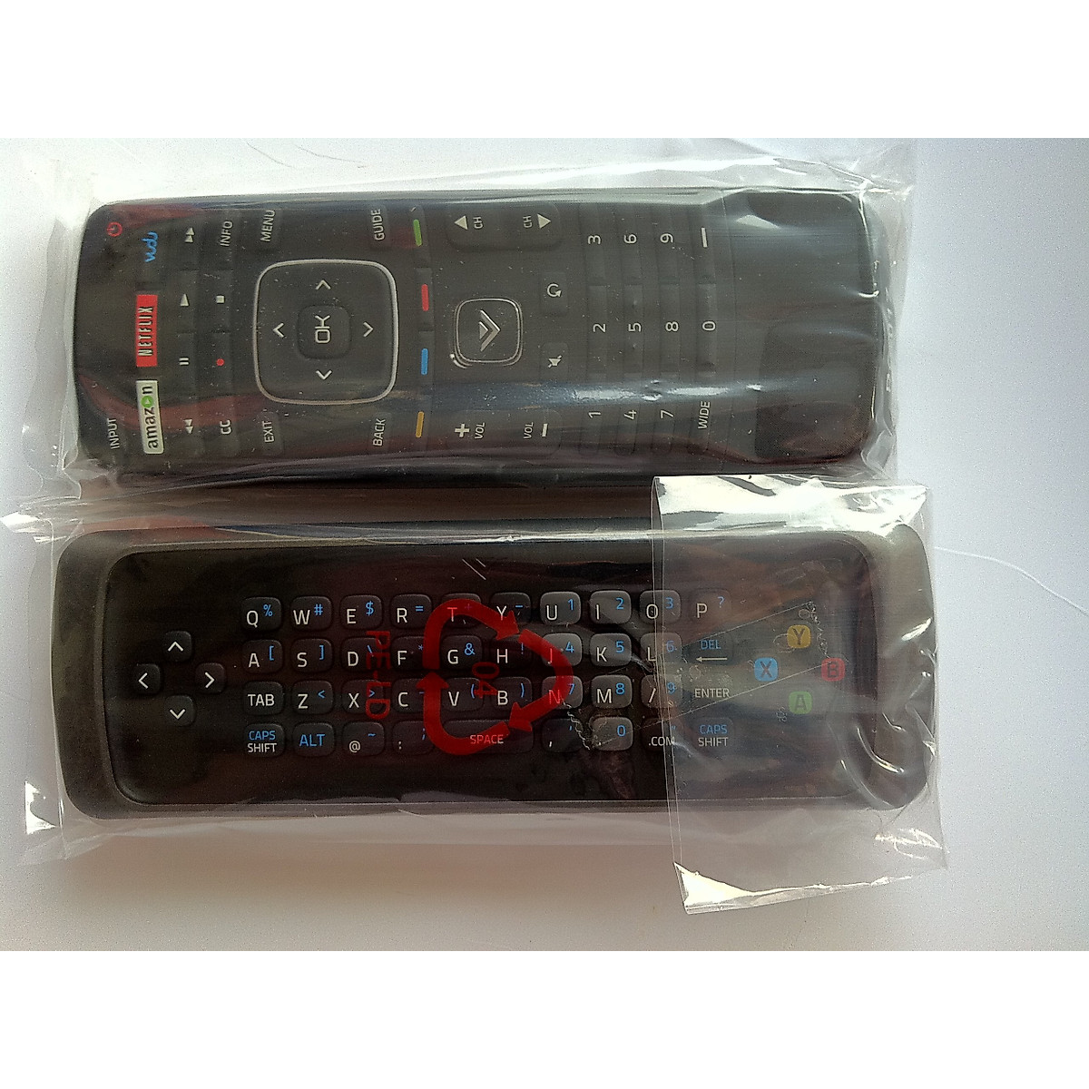 with Vudo Netflix Amazon Key-New Vizio True Original XRV1TV Internet Dual Side Keyboard QWERTY Remote Control with Vudo Netflix Amazon Key