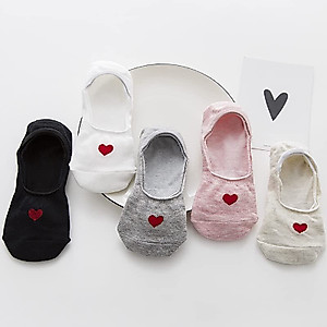 PACKO SOCKS Girls No Show Socks Kids Socks Low Cut Non-Slip kids no show socks for 6-12 Years Heart (10 Pairs)