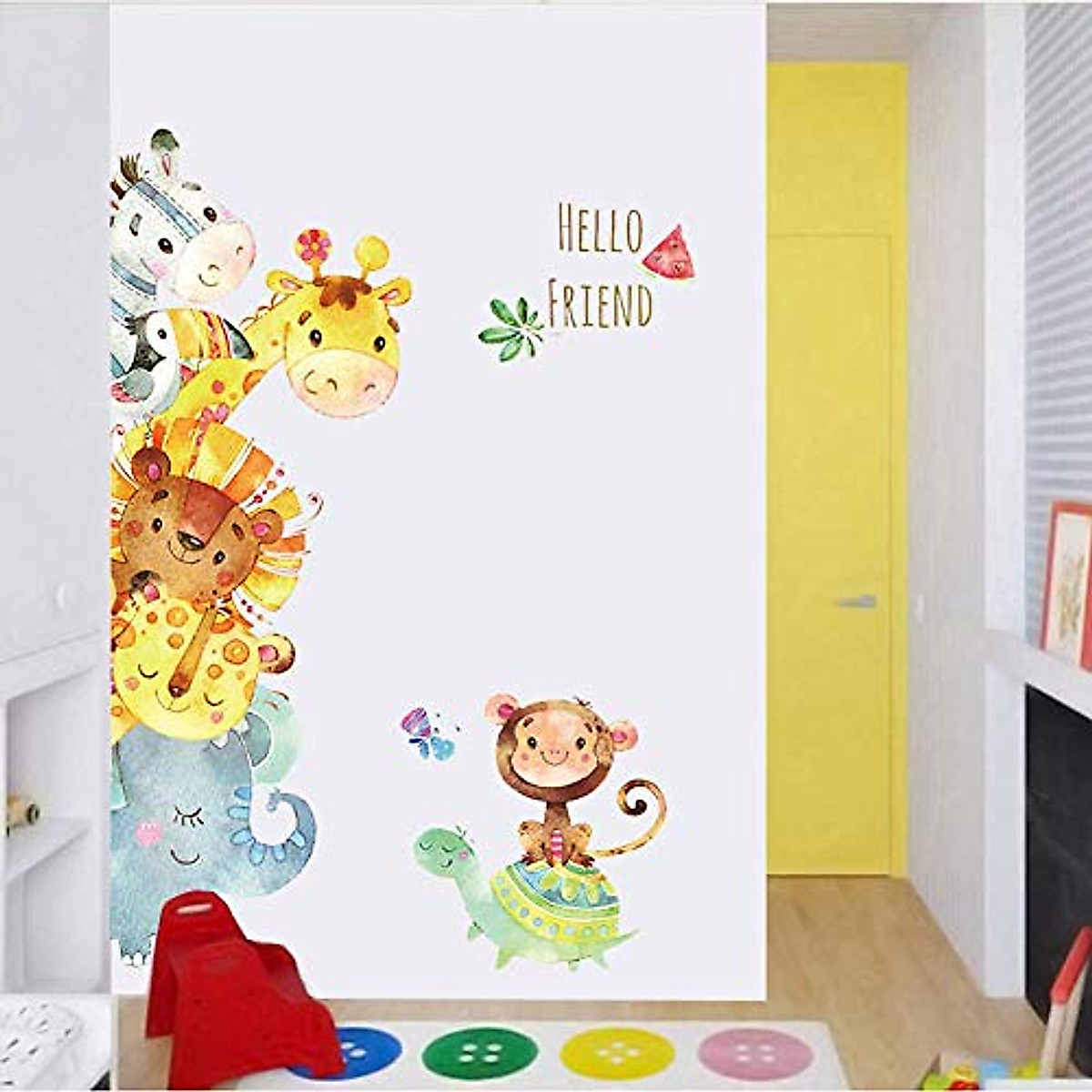 Cartoon Animals Wall Stickers DIY Children Mural Decals for Nursery Kids Baby Room Decor Bedroom Wardrobe Classroom Door Decoration (Animal)