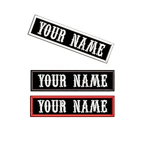 AI-NEEL 2 Pcs Custom Name Patch, Personalized Rocker Rider Motorcycle Biker Patches Tactical Vest Jacket Appliqued Velcro or Iron on Black One Size