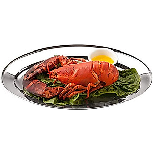 24”x16” Polished Stainless Steel Oval Serving Platter - Ideal for Parties - Dishwasher Safe - Holds up to 22 LB Uncarved Bird or Easter Ham
