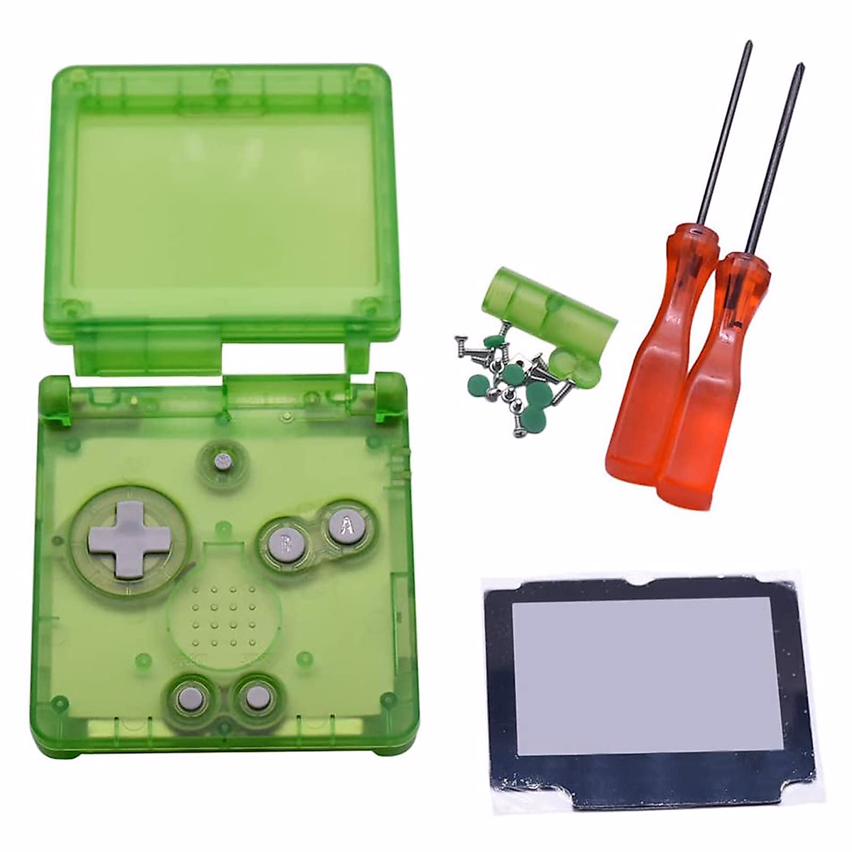 Meijunter Replacement Transparent Clear Full Housing Shell Case Repair Parts Kit w/Lens&Screwdriver for Nintendo Gameboy Advance SP GBA SP Console