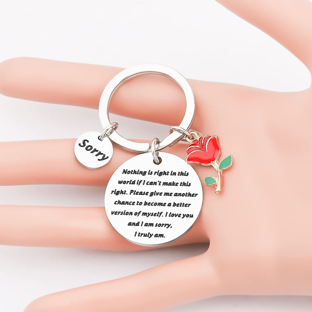 UJIMS Apology Gift Sorry Keychain with Roses Charm I Love You And I Am Sorry for Him Her Forgive Me Jewelry (Apology Keychain)