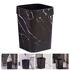 CCBUY Uncovered Trash Can Creative Marble Garbage Can Paper Waste Basket Dustbin Pen Pencil Desktop Storage Organizer for Home Kitchen Bathroom Office