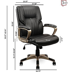CLATINA Deluxe Executive Office Chair Enhanced Comfort with Padded Armrests, Ergonomic PU Leather Design, Nylon Lacquered Computer Desk Chair with Lumbar Support, Ideal for Home Office Black