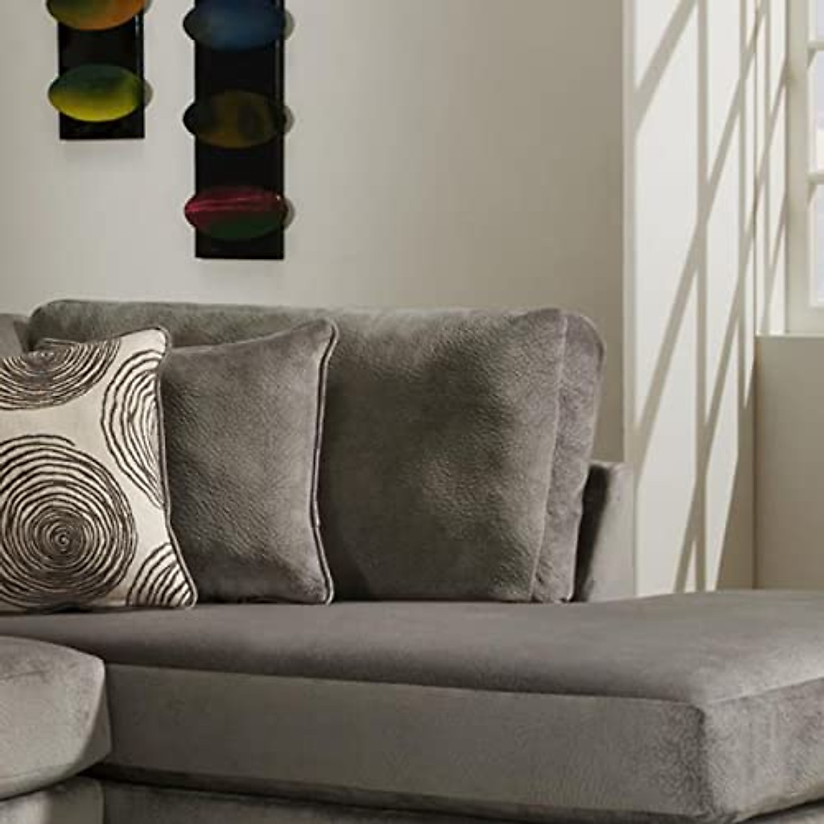 Roundhill Furniture LAB8642SEC-GS Contemporary L-Shape Sectional Sofa, Groovy Smoke