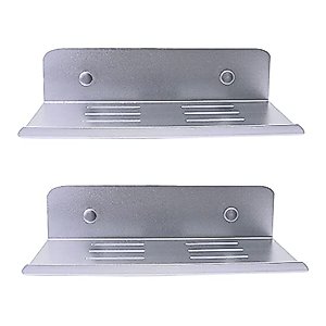 SinLoon 7.8 Inch Small Shelf in Flat Satin Aluminum Bathroom Shelf Wall Mount for Small Speaker Smartphone, Tablet, Toiletries Silver 2 Pack