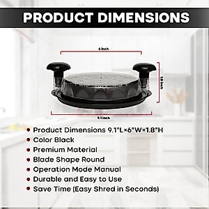 Chicken Shredder Tool Twist Large -Effortless Meat Shredder with Transparent Lid |Versatile Meat Grinder & Slicer for Chicken, Beef, Pork- Heat Resistant Chicken Shredder with Ergonomic Handle (Black)
