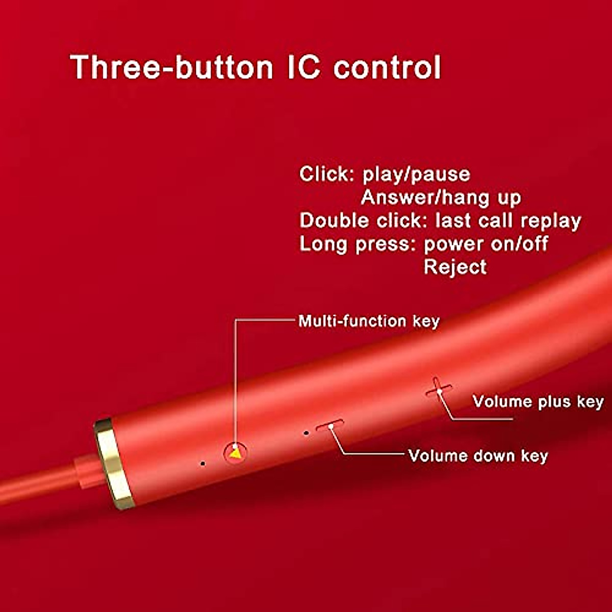 Bluetooth Headphones Wireless Earbuds Neckband with mic Noise Cancelling Wireless Headset 400 Hours Standby timefor Sports (Tomato red)