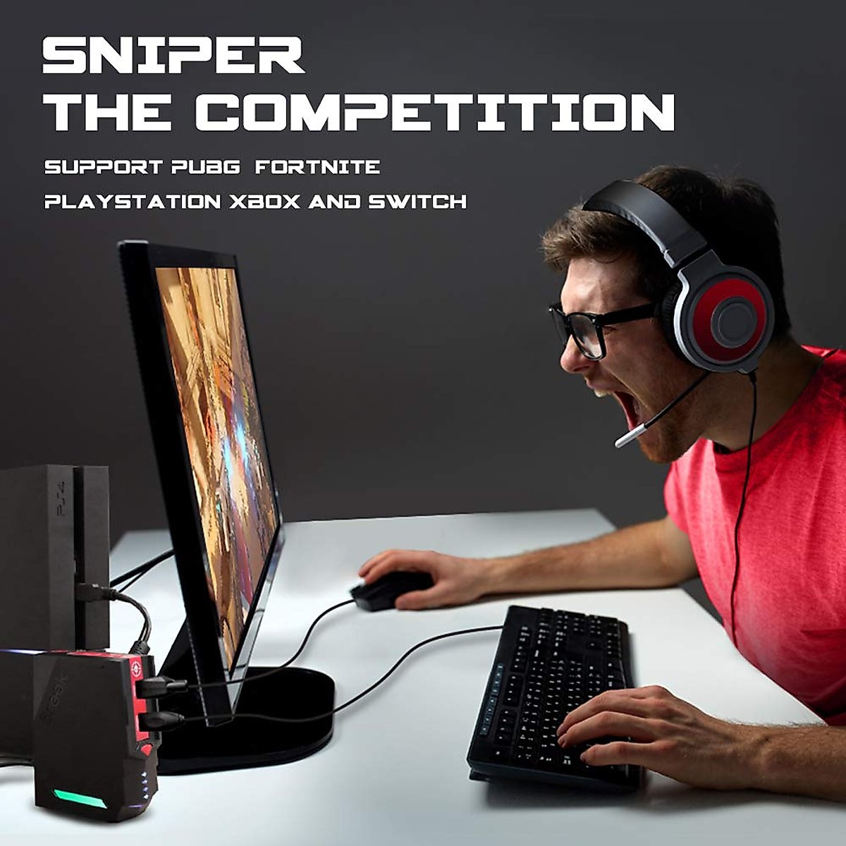 Brook Sniper - Precision Mouse and Keyboard Converter, to Play FPS Games Without a Controller, FPS Game Converter for PS4, PS3, Xb One, and Switch. for Splatoon 3, FPS Gaming Converter