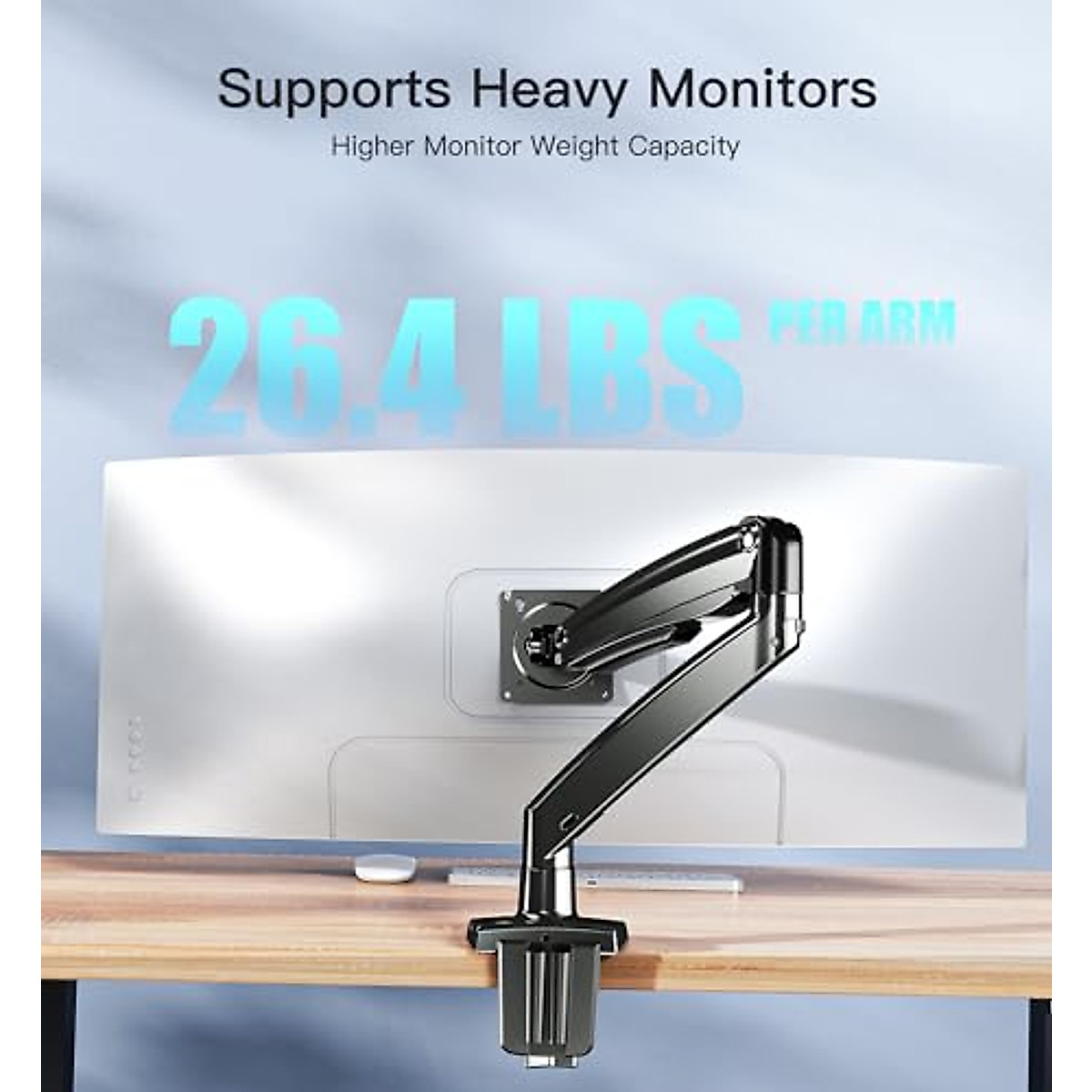 HUANUO Ultrawide Monitor Arm for Max 35 inch Screens, Aviation-Grade Aluminum Heavy Duty Monitor Arm Holds 26.4lbs Computer Monitor, Adjustable Gas Spring Monitor Mount, VESA 75/100mm