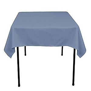 New Creations Fabric & Foam Inc 58" by 58" Square Polyester Poplin Table Overlay, Steel Blue