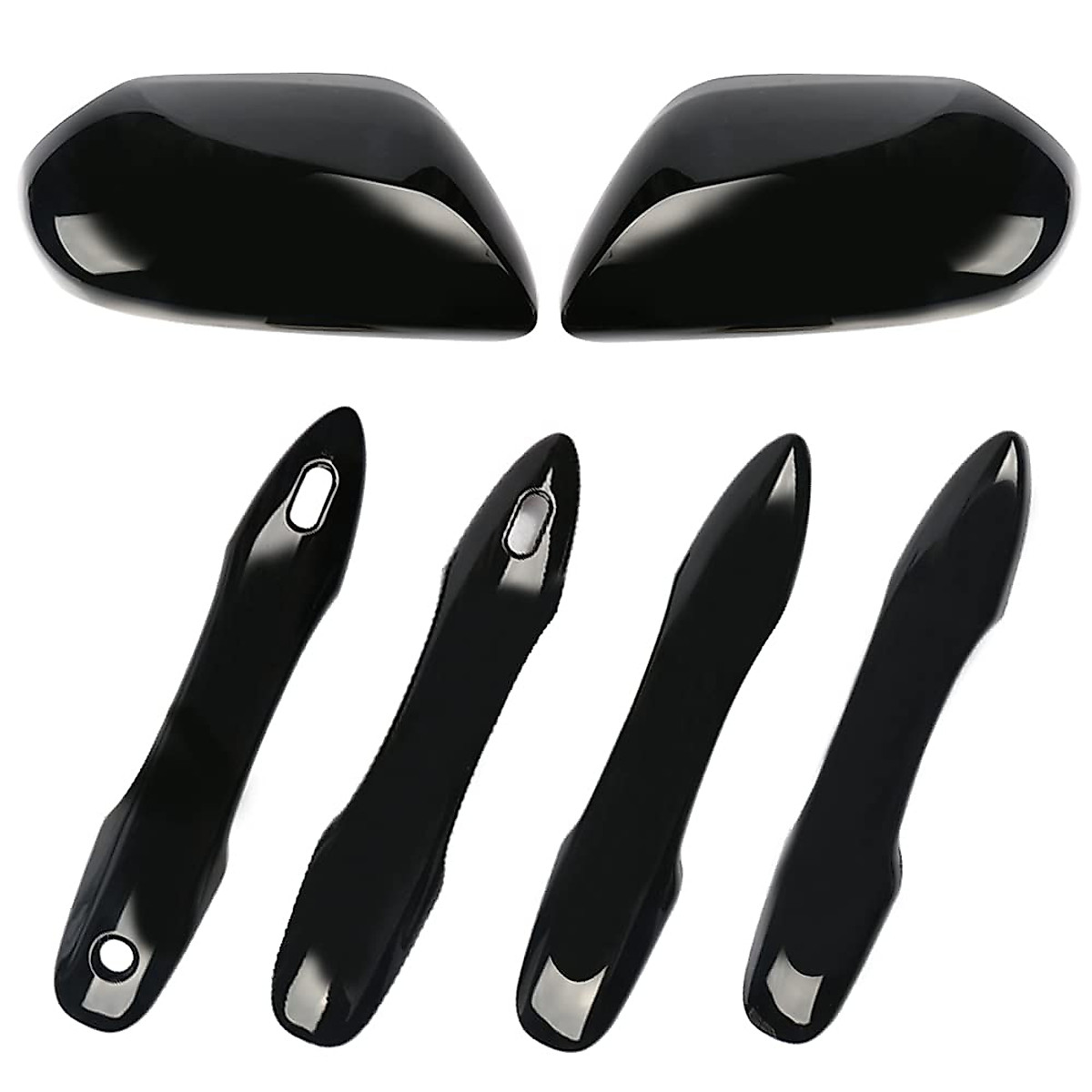 sportuli Black Side Door Mirror Caps + Door Handle Covers Replace for 2018 2019 2020 2021 2022 2023 2024 Toyota Camry Accessories, with Smart Key Holes (Black)