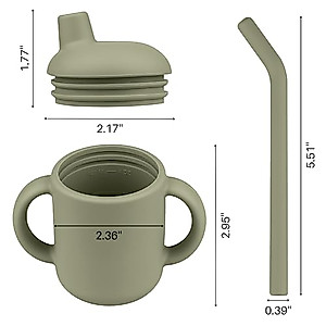 Mintlyfe Baby Sippy Cup, Silicone Trainer Cup Toddler for Boys and Girls, Training Straw Cup, Unbreakable, Spill Proof and Non-Slip Handles Sippy Cup for Toddlers, 4oz (Sage)