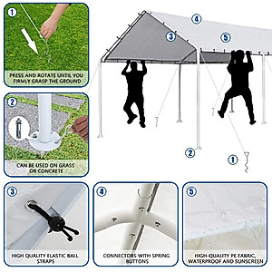 MeetPerfect Extra Large Heavy Duty Carport 10 x 20 ft. Outdoor Auto and Boat Shelter Tent Gazebo Portable Garage for Party Wedding Garden Storage Shed, Waterproof and UV-Proof Fabric- White