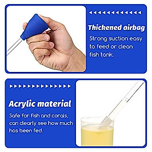 6 Pieces Coral Feeder Set 30 cm and 35 cm Long Acrylic Marine Fish Reef Feeding Tube and Stainless Steel Straight and Curved Tweezers with Tool Holder and Aquarium Thermometer Sticker for Aquarium Pet