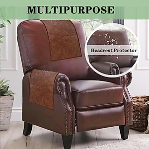 Ntomtuex Faux Leather Couch Arm Cover PU Armrest Slipcover Waterproof Armrest Covers for Sofa Recliner Chair Arm Protectors for Pets Set of 2 Brown