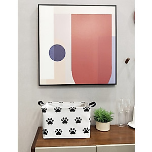 HIYAGON Dog toy Basket Dog Toy Bin Cute Toy Storage Basket Organizer Box Kids Gift Basket Empty Rectangular Room Decor for Home(Paw)