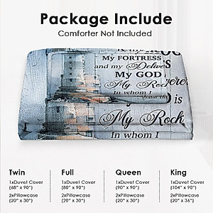 Christian Bedding Set Nautical Lighthouse Duvet Cover Twin Full Queen King Size Comforter Cover for Kids Adults Men Women Ocean Theme Quilt Cover Decorative Soft Bedding Set with 2 Pillowcases