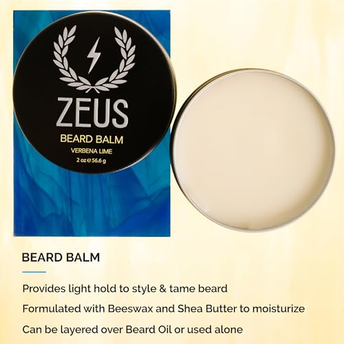 ZEUS Everyday Beard Care Kit with Refined Beard Oil – Shampoo & Conditioner Wash, Refined Oil & Beard Balm (Made in USA) Sandalwood