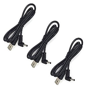 DZYDZR 3 pcs Extension Cable USB to DC Cable - 5V USB 2.0 Port Male to DC 5V L Type Male 3.5mm x 1.35mm Power Cord Black 100cm(3.3ft)