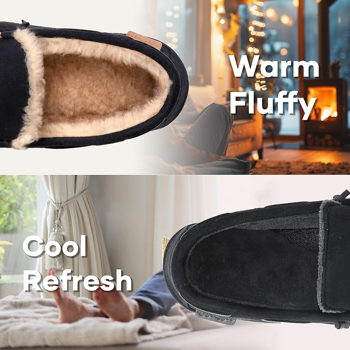 Zigzagger Men's Moccasin Slippers Memory Foam House Shoes, Indoor and Outdoor Warm Loafer Slippers, Grey, 12 M US