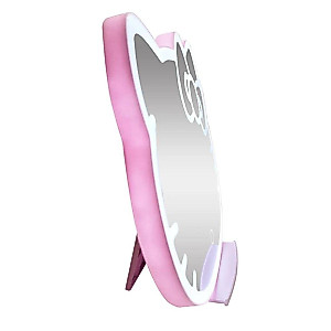 Impressions Vanity Supercute Hello Kitty Tabletop Desk Mirror with Lights and Touch Sensor Switch, Adjustable Tri Tone LED Lighted Makeup Mirror with Hidden Extendable Tray and Phone Holder