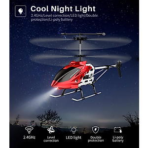 RC Helicopter, S37 Aircraft with Altitude Hold, 3.5 Channel, Sturdy Alloy Material, Gyro Stabilizer and High & Low Speed, Multi-Protection Drone for Kids and Beginners to Play Indoor-Red