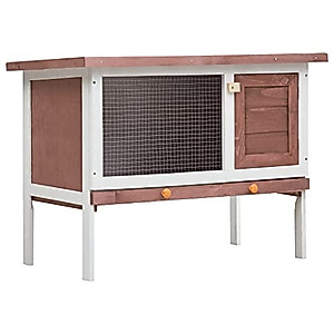 YEZIYIYFOB Rabbit Hutch Bunny House Rabbit Cage Hideout Litter Indoor Small Animal Pet Nesting Box Outdoor Rabbit Castle Condo Wooden Rabbit House Brown 35.4" x 17.7" x 25.6"
