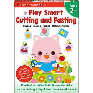 Play Smart Cutting and Pasting Age 2+: Preschool Activity Workbook With Stickers for Toddlers Ages 2, 3, 4: Build Strong Fine Motor Skills: Basic Scissor Skills (Full Color Pages)