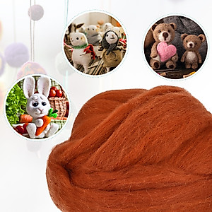 uxcell Needle Felting Wool, 3.5 Oz Nature Fibre Wool Yarn Roving for Wet Felting, Handcrafts, DIY Materials (Red Brown)