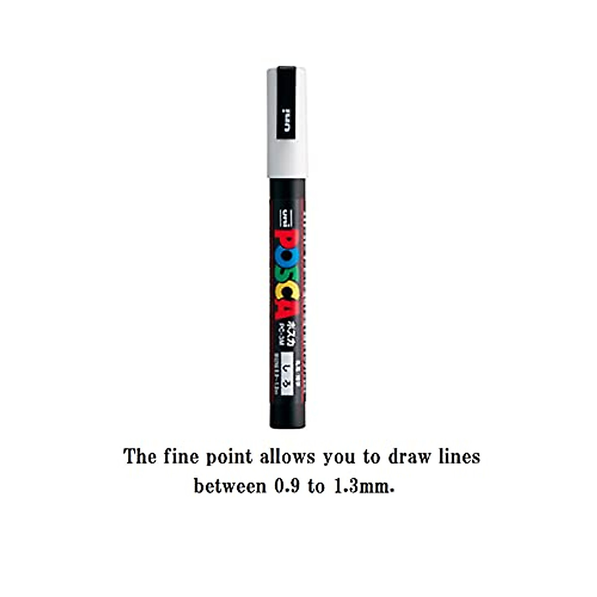 Uni Japan Posca Paint Marker Mitsubishi Poster Color White 6 Marking Pen PC-1M PC-3M PC-5M 2 of Each With Kanji LOVE Sticker