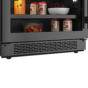 Avallon ABR241BLSS 24 Inch Wide 140 Can Energy Efficient Beverage Center with LED Lighting, Double Pane Glass, Touch Control Panel and Left Swing Door