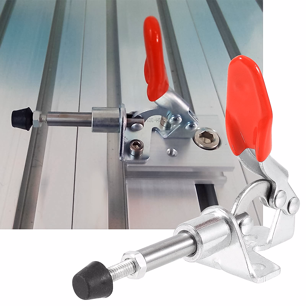 MUKLEI 10 Packs Toggle Clamp, 301AM Adjustable Push Pull Toggle Clamp, Quick Release Vertical Toggle Clamp for Welding, Woodworking, 99 lbs Max Clamping Force