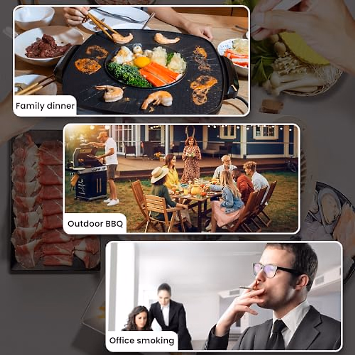 Lorivu Smoke Purifier,Portable Smoke Purifier Lorivu Portable Range Hood,Air Purifier Lorivu Smoke Remover Fan Mini Cooker Hood for Indoors (Plug-in A Set)