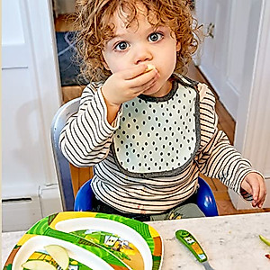 The First Years John Deere's Johnny Tractor and Friends Dinnerware Set - Toddler Plates and Bowls Set - Includes Toddler Plate, Toddler Bowl, Toddler Fork and Toddler Spoon - 4 Count