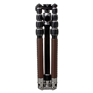 MeFoto RoadTrip Classic CF Leather Edition Lightweight 61.6" Carbon Fiber Tripod/Monopod, w/Case, Twist Locks, Dual Action Ballhead w/Arca Swiss Plate - Titanium (C1350Q1TL)