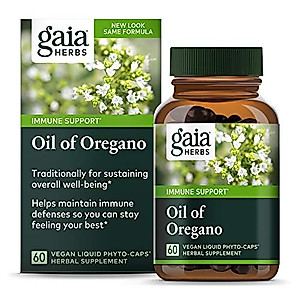 Gaia Herbs Oil of Oregano - Immune and Antioxidant Support Supplement to Help Sustain Overall Well-Being - with Oregano Oil, Carvacrol, and Thymol - 60 Vegan Liquid Phyto-Capsules (30-Day Supply)